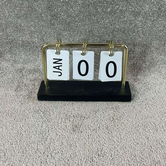 Target | Office | Target Perpetual Flip Calendar Gold Black Metal Desk ...
